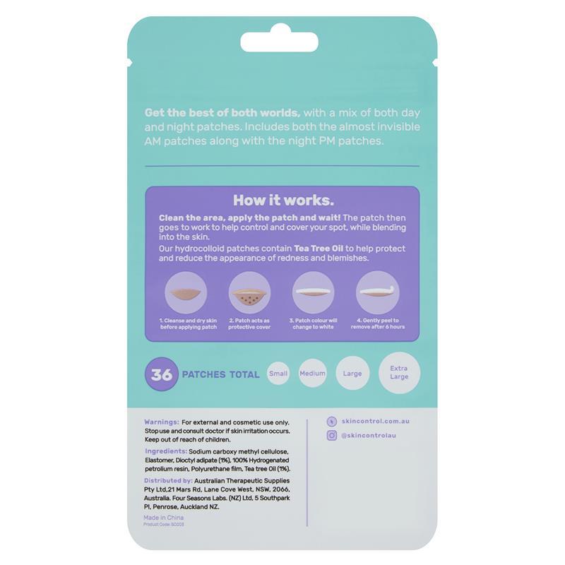 Buy Skin Control Pimple Patches AM & PM Daytime and Night time dots 36 ...
