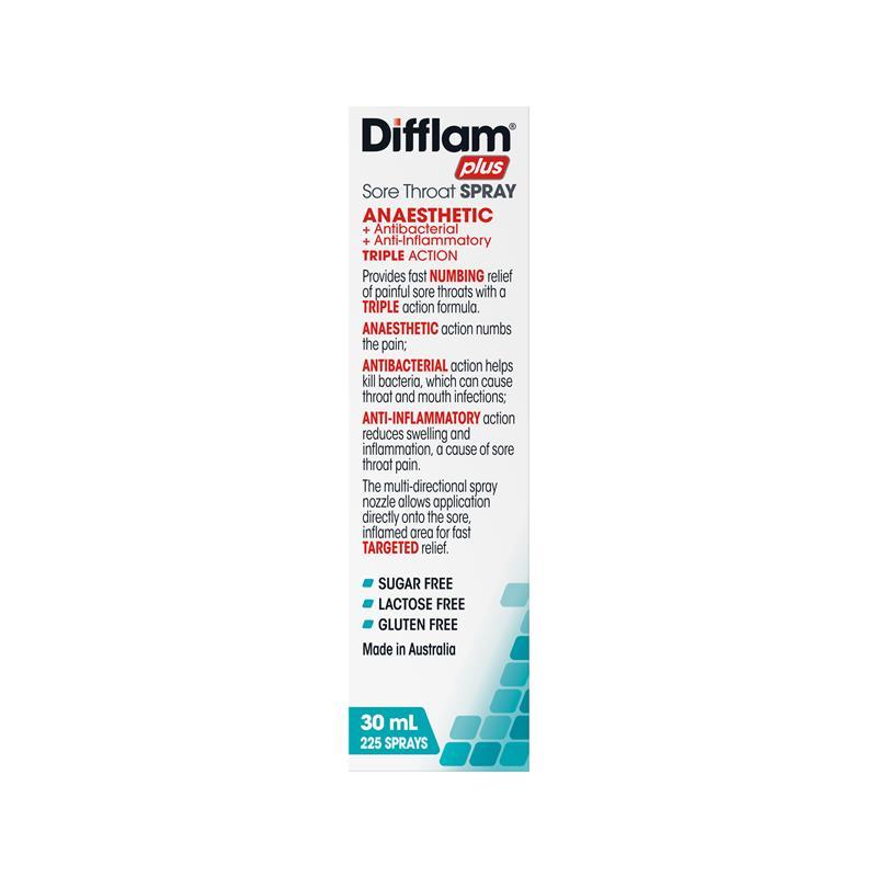 Buy Difflam Plus Sore Throat Anaesthetic Spray Watermelon 30ml online ...