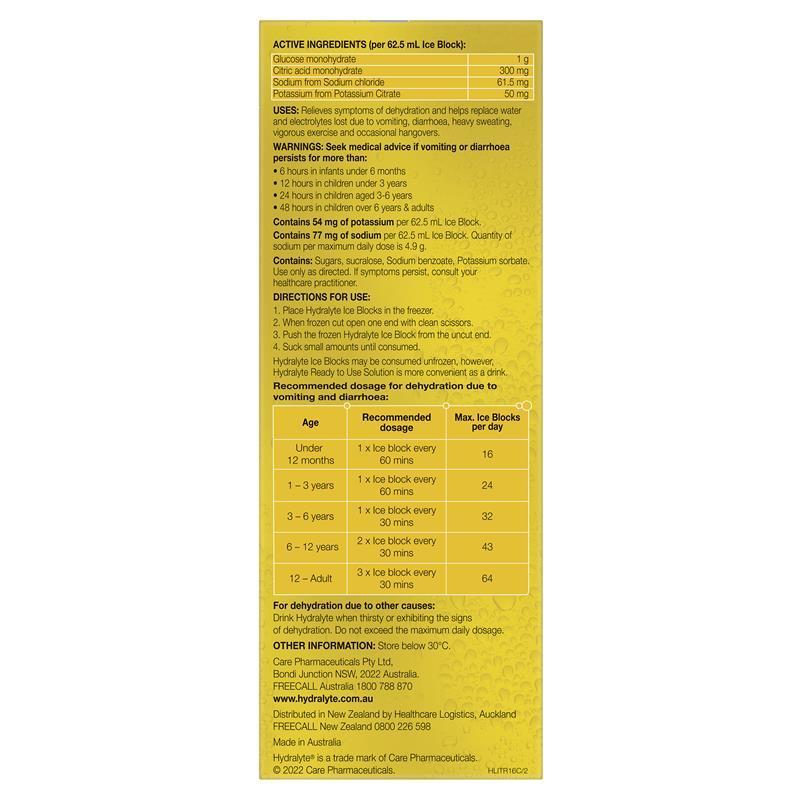 Buy Hydralyte Electrolyte Ice Blocks Tropical 16 online at Chemist ...