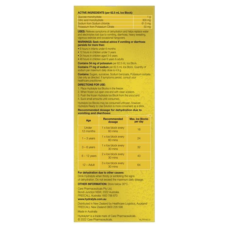 Buy Hydralyte Electrolyte Ice Blocks Tropical 16 online at Chemist ...