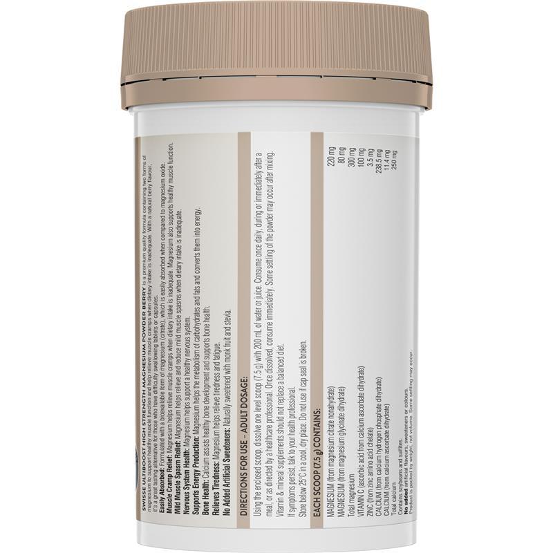 Buy Swisse High Strength Magnesium Powder Berry 180g online at Chemist ...