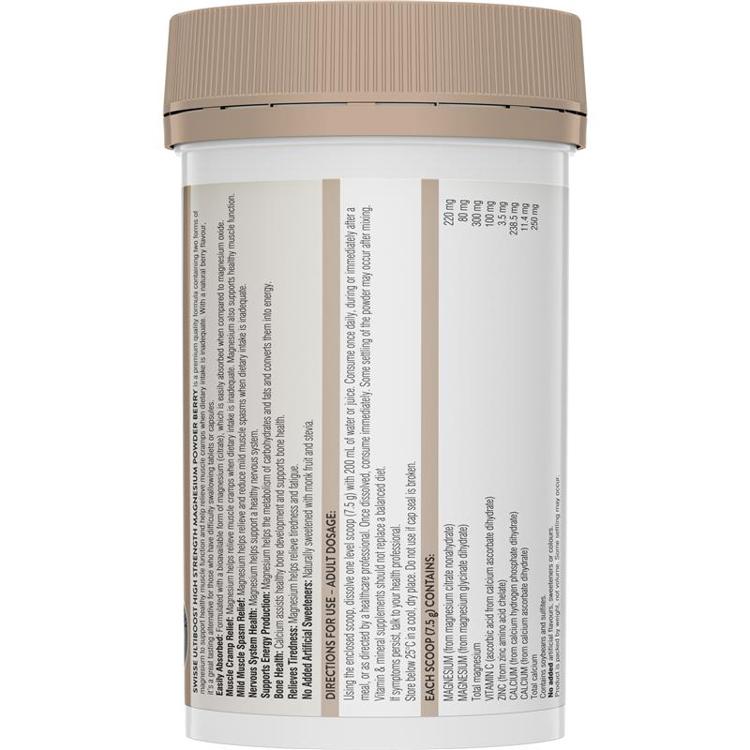 Buy Swisse High Strength Magnesium Powder Berry 180g online at Chemist ...