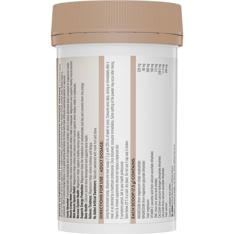 Buy Swisse High Strength Magnesium Powder Orange 180g online at Chemist ...