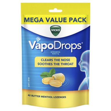 Buy Vicks VapoDrops Butter Menthol 42 Lozenges online at Chemist Warehouse